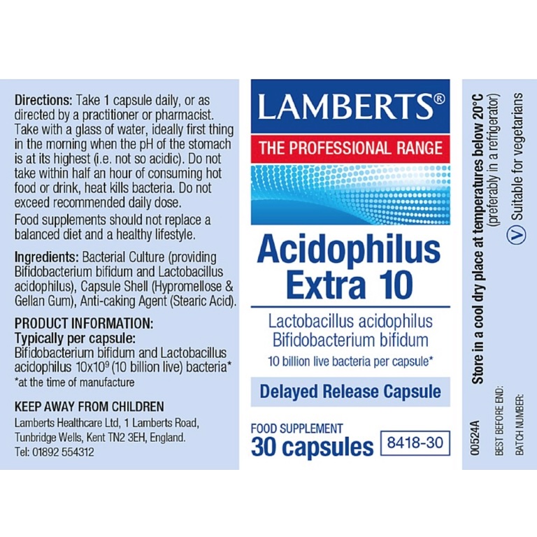 Lamberts Acidophilus Extra 10 - High Strength Probiotic for Gut Health